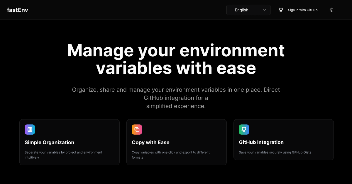 FastEnv - Save your environment variables quickly and easily